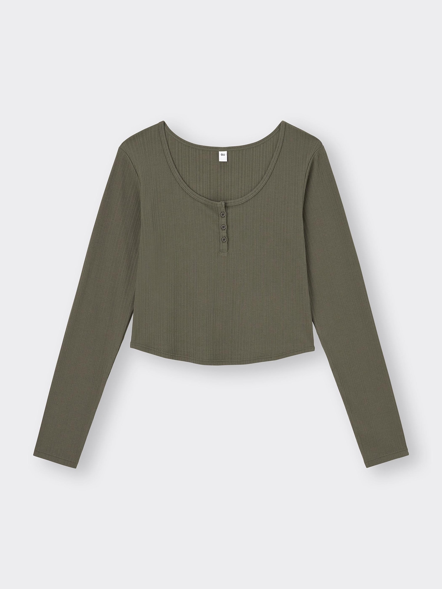 Cotton Blend Ribbed Cropped Henley T-Shirt | GU US Cotton Blend Ribbed Cropped Henley T-Shirt | GU US