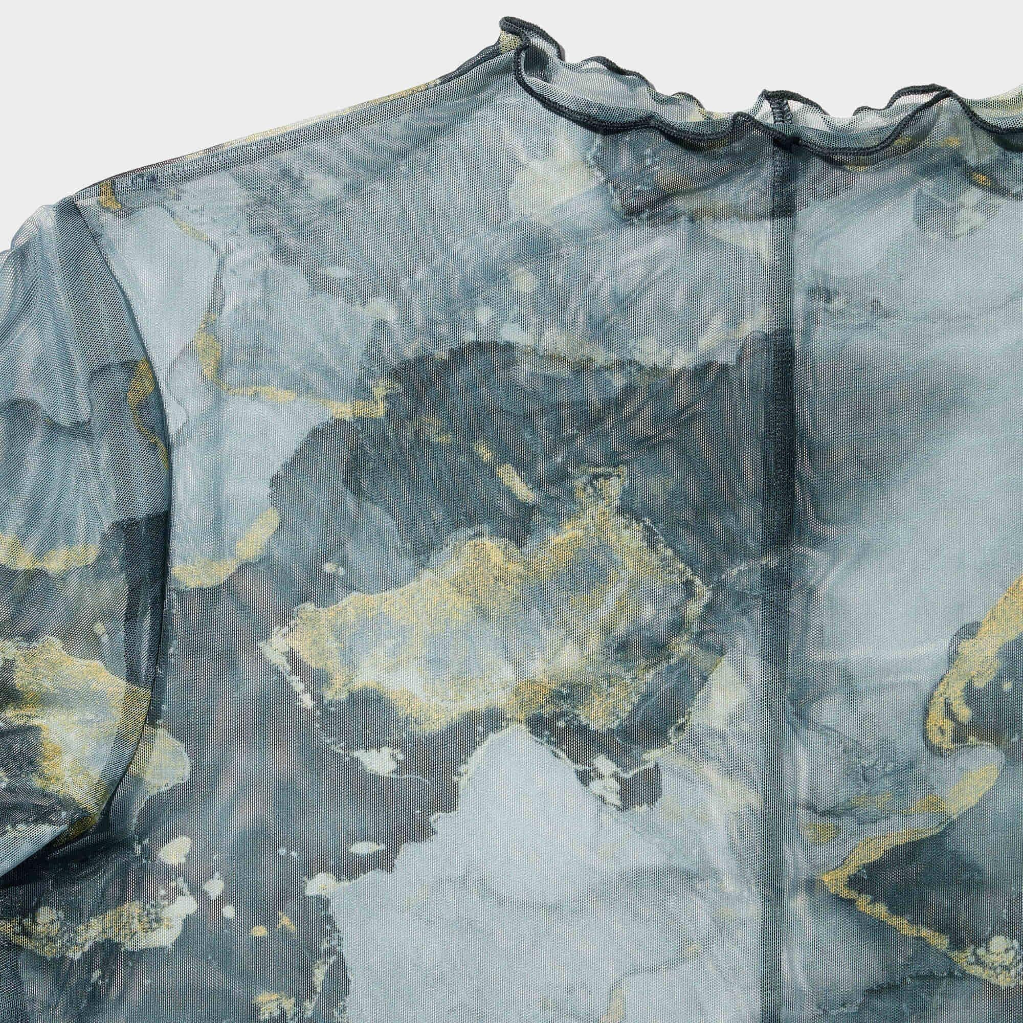 Sheer Printed Mockneck T-Shirt Long | GU US