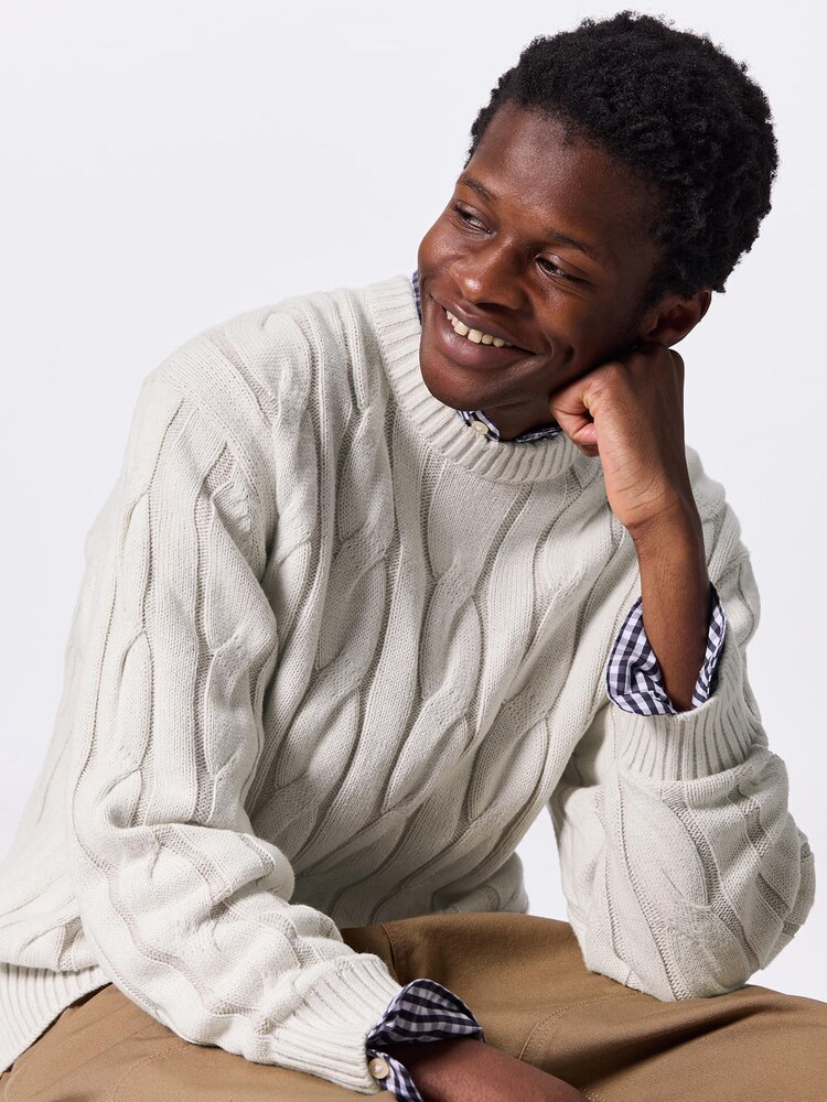 Wide Cable Crew Neck Sweater | GU US