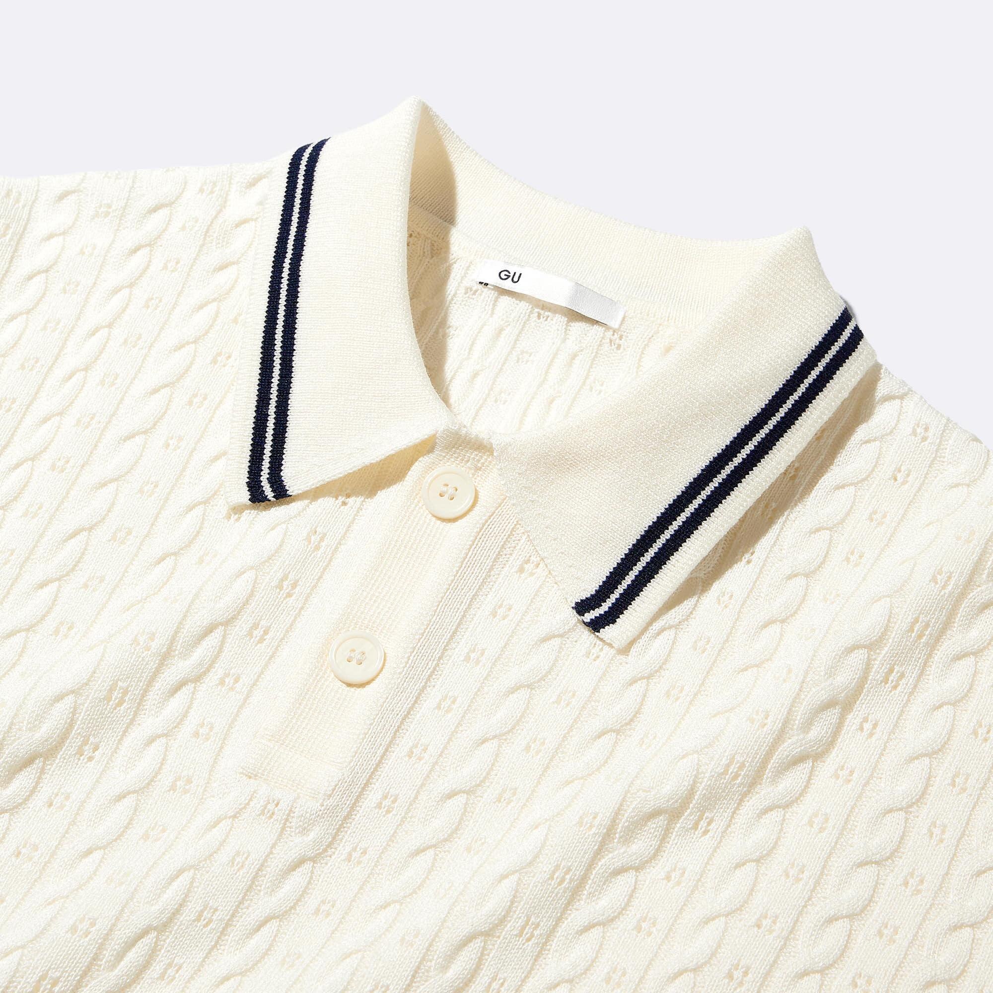 Unisex Washable Cable Knitted Polo Shirt | HalfSlv | GU US