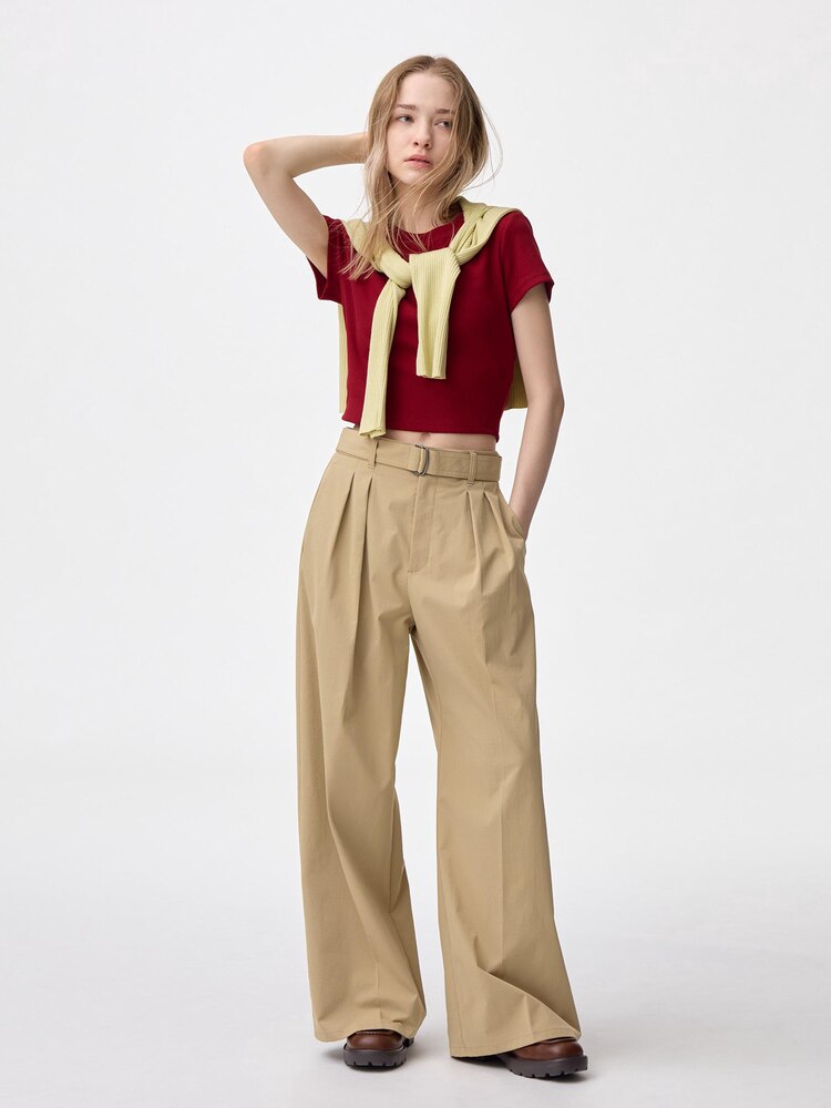 Belted Wide Pants | GU US