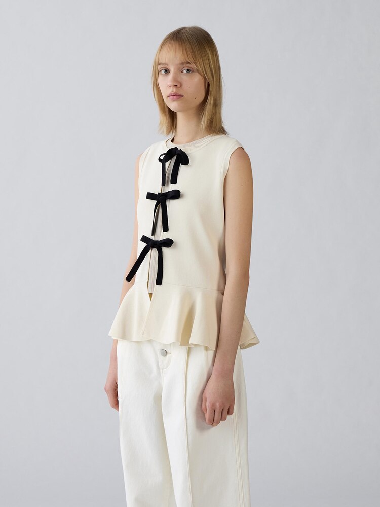 Front Ribbon Sweater | Sleeveless | by rokh | GU US