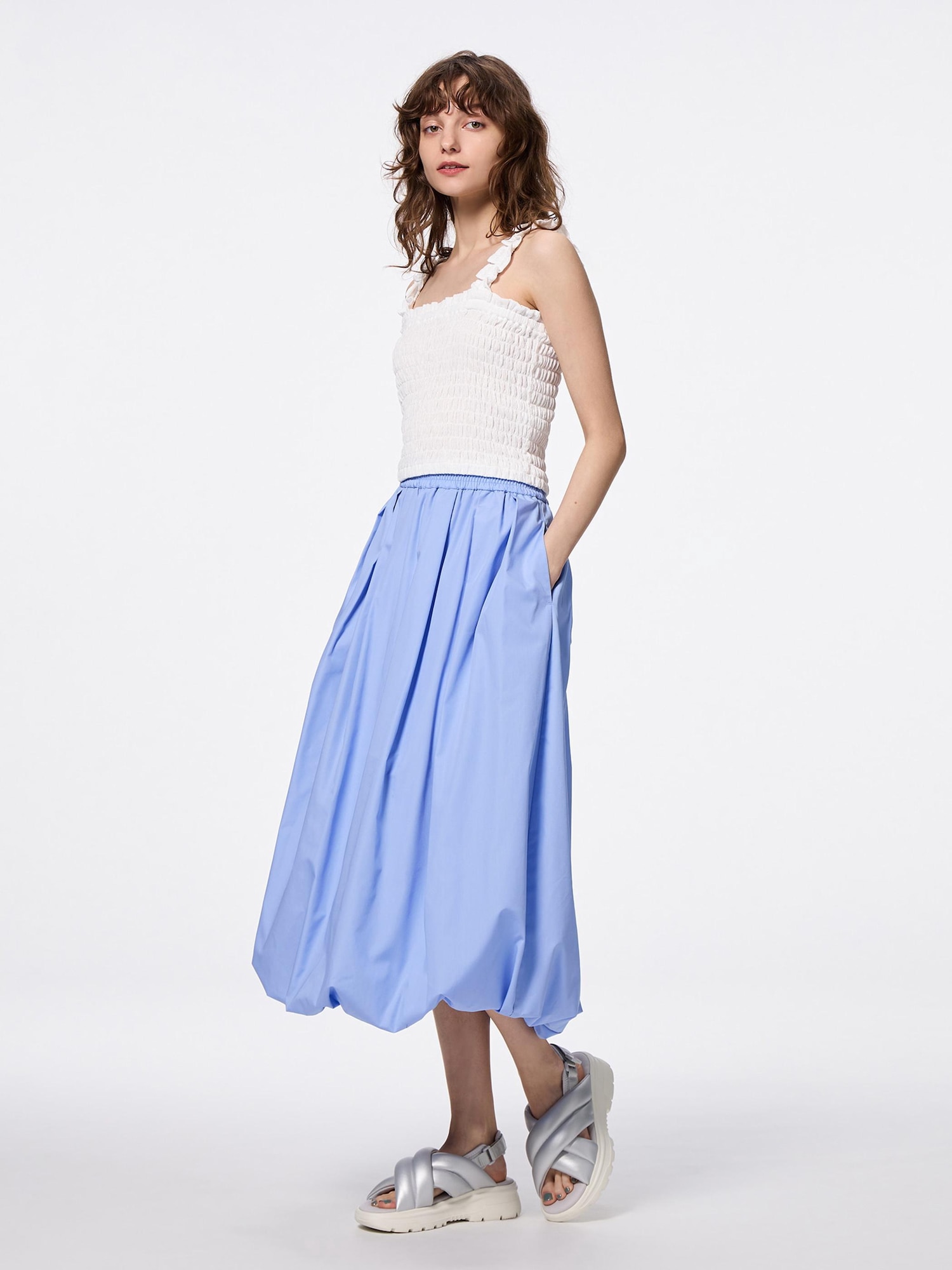 GU Bubble Hem Midi Skirt | StyleHint