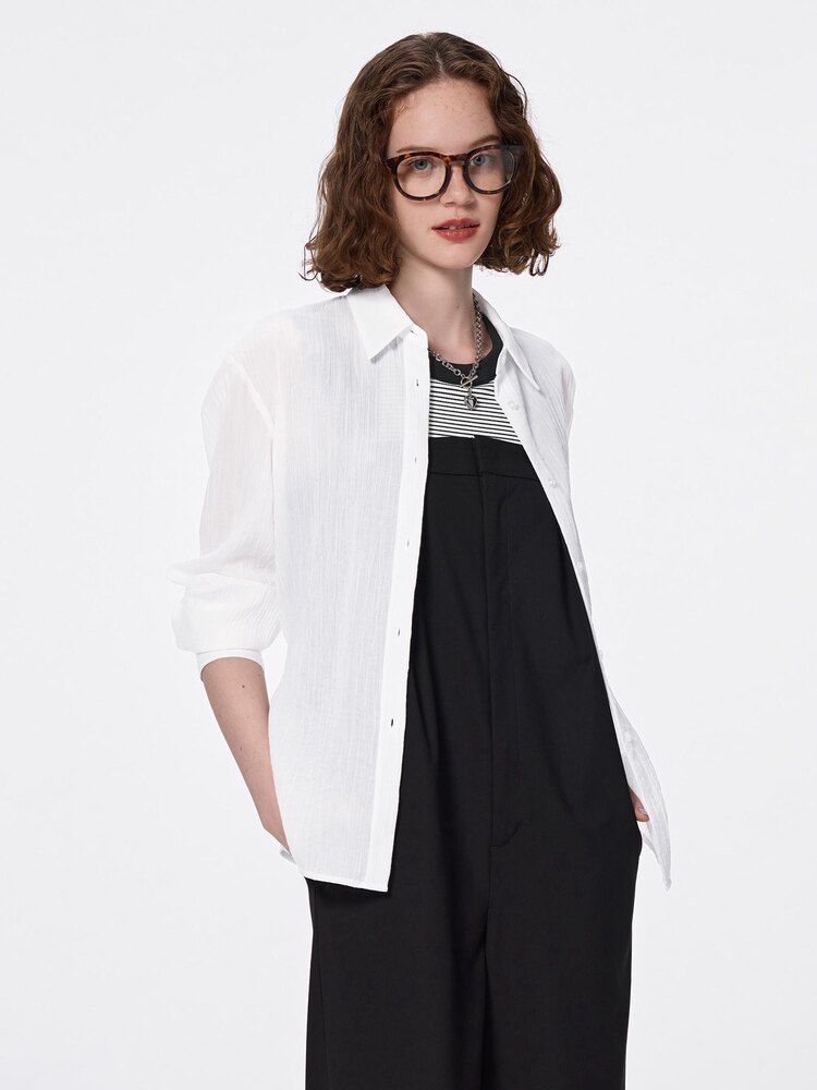 Textured Sheer Shirt | GU US