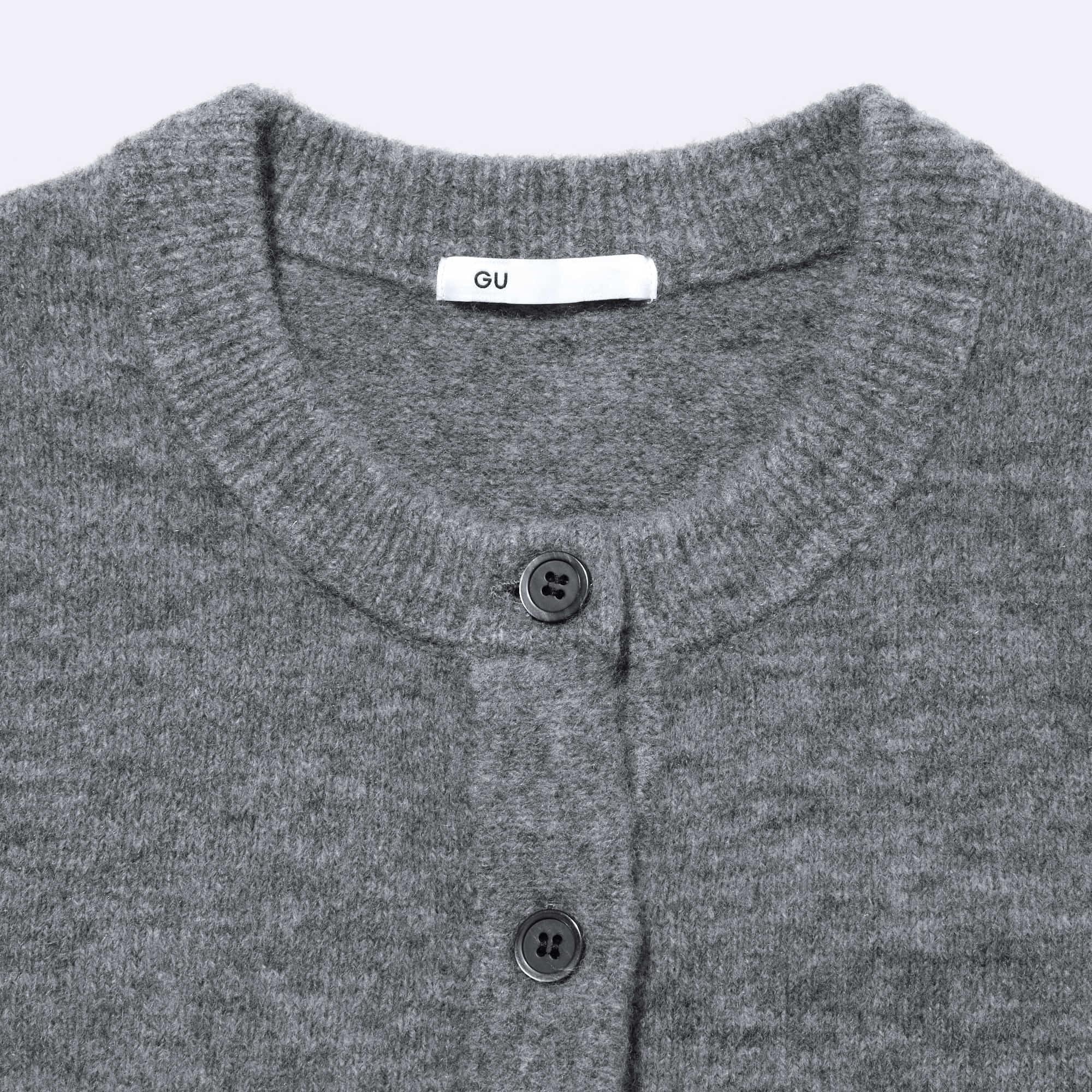 Puffy Touch Knit Crew Neck Cardigan | GU US