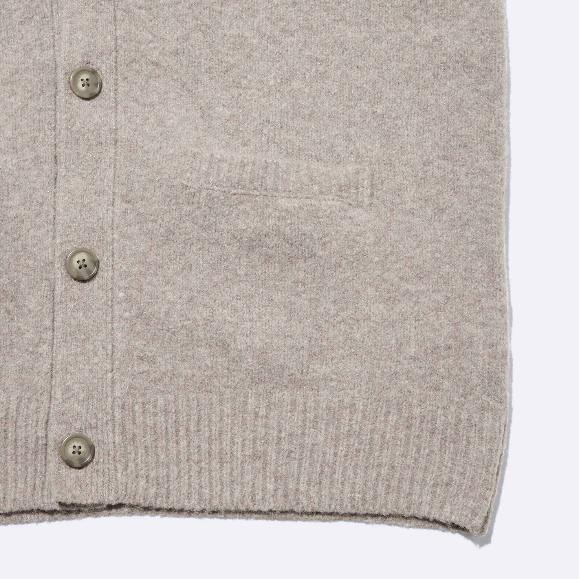 Unisex Puffy Touch Knit V Neck Cardigan | GU US