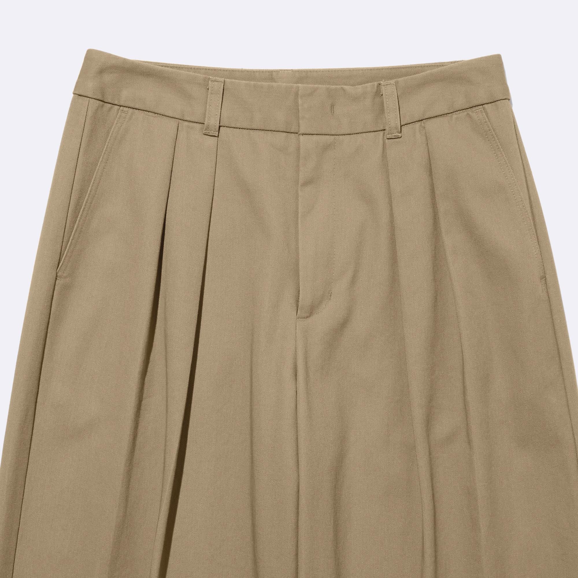 Chino Barrel Leg Pleated Pants | GU US