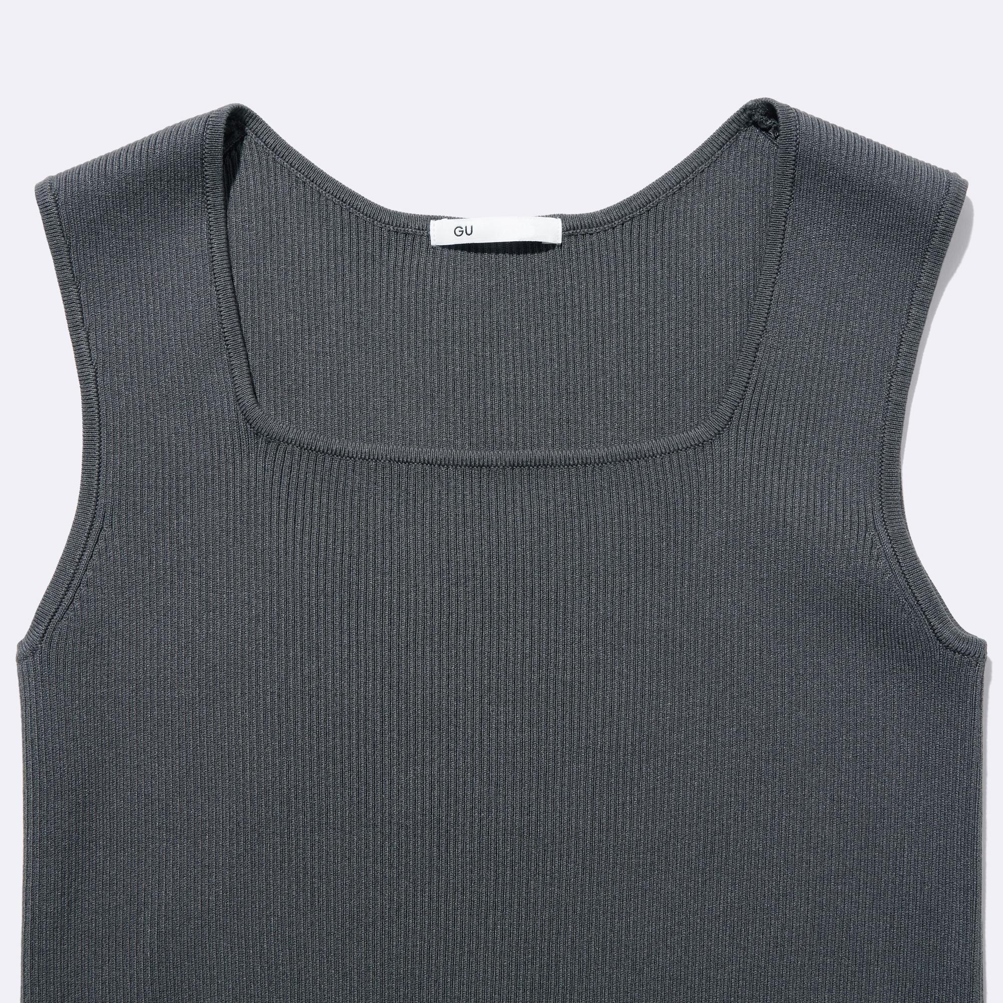 Ribbed Knitted Square Neck Tank Top | GU US