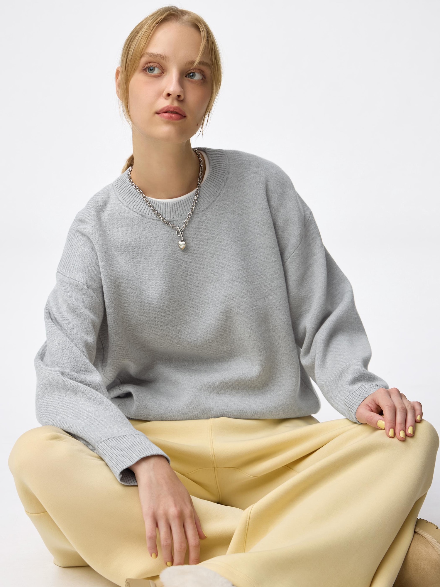 Sweat Look Knit Oversized Pullover | GU US
