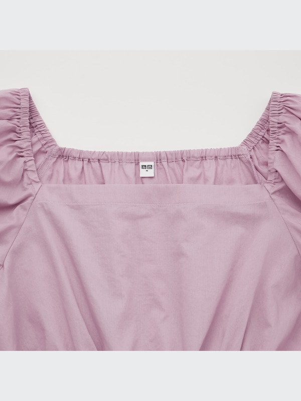 Women's Cotton Cropped Short Sleeve Blouse | UNIQLO SG