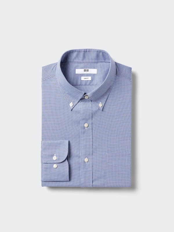 Men's Fine Cloth Easy Care Stretch Slim Fit Shirt | Long Sleeve Checked ...