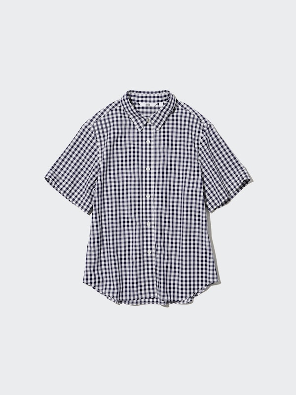 Kemeja Katun Kotak Lengan Pendek Wanita | UNIQLO ID
