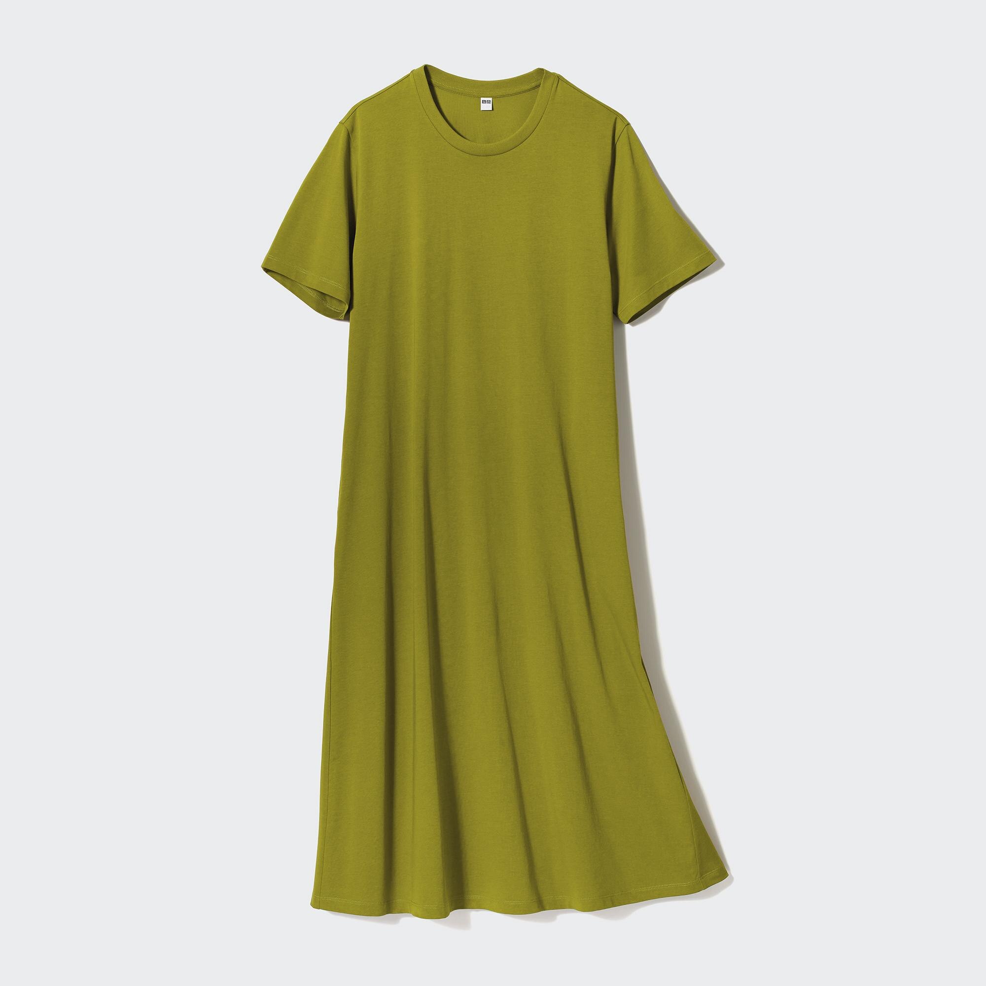 Check Styling Ideas For AIRism Cotton Short Sleeve T Shirt Dress