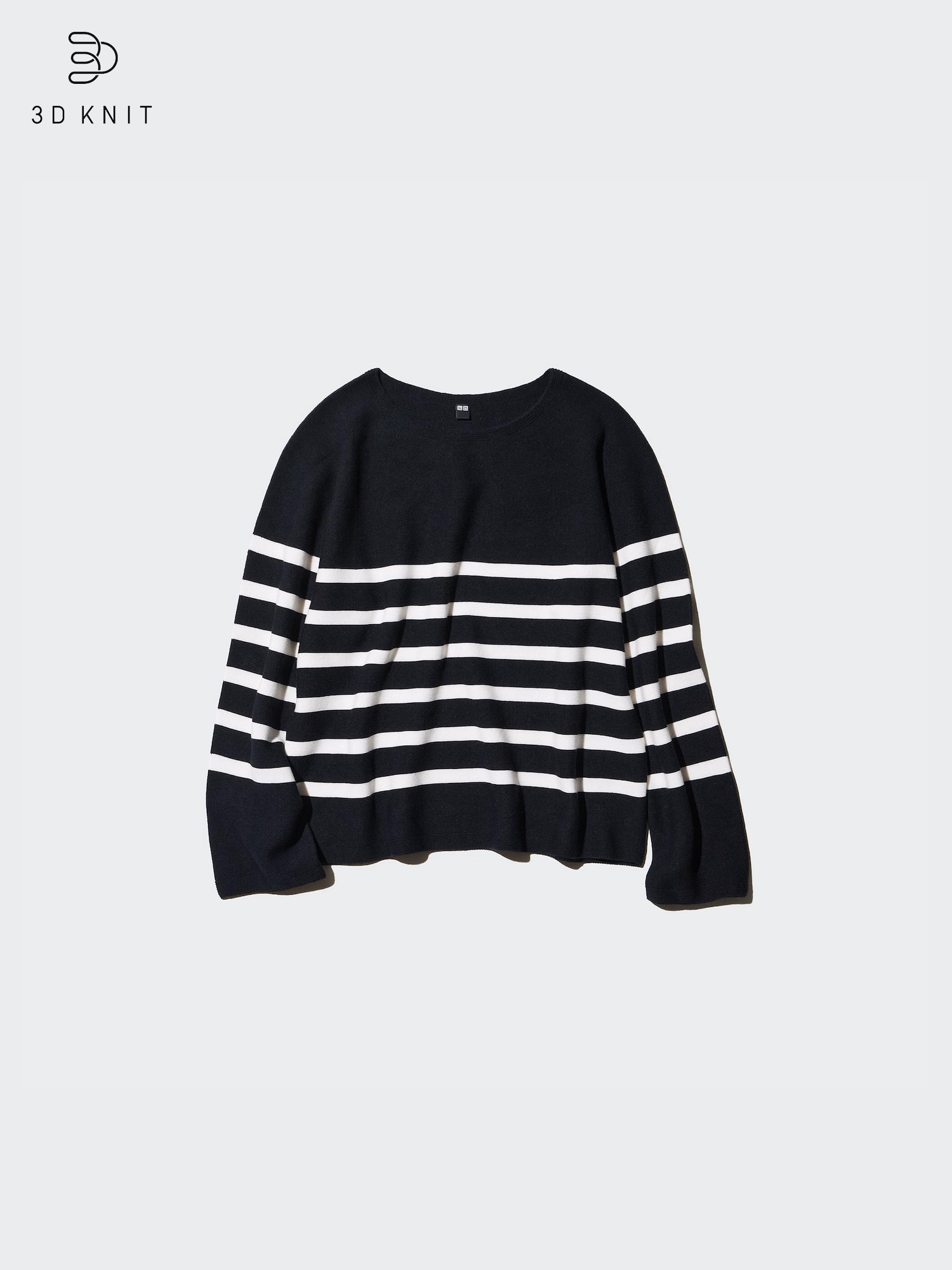Women's 3D Knit Cotton Crew Neck Sweater | Stripe | UNIQLO ID