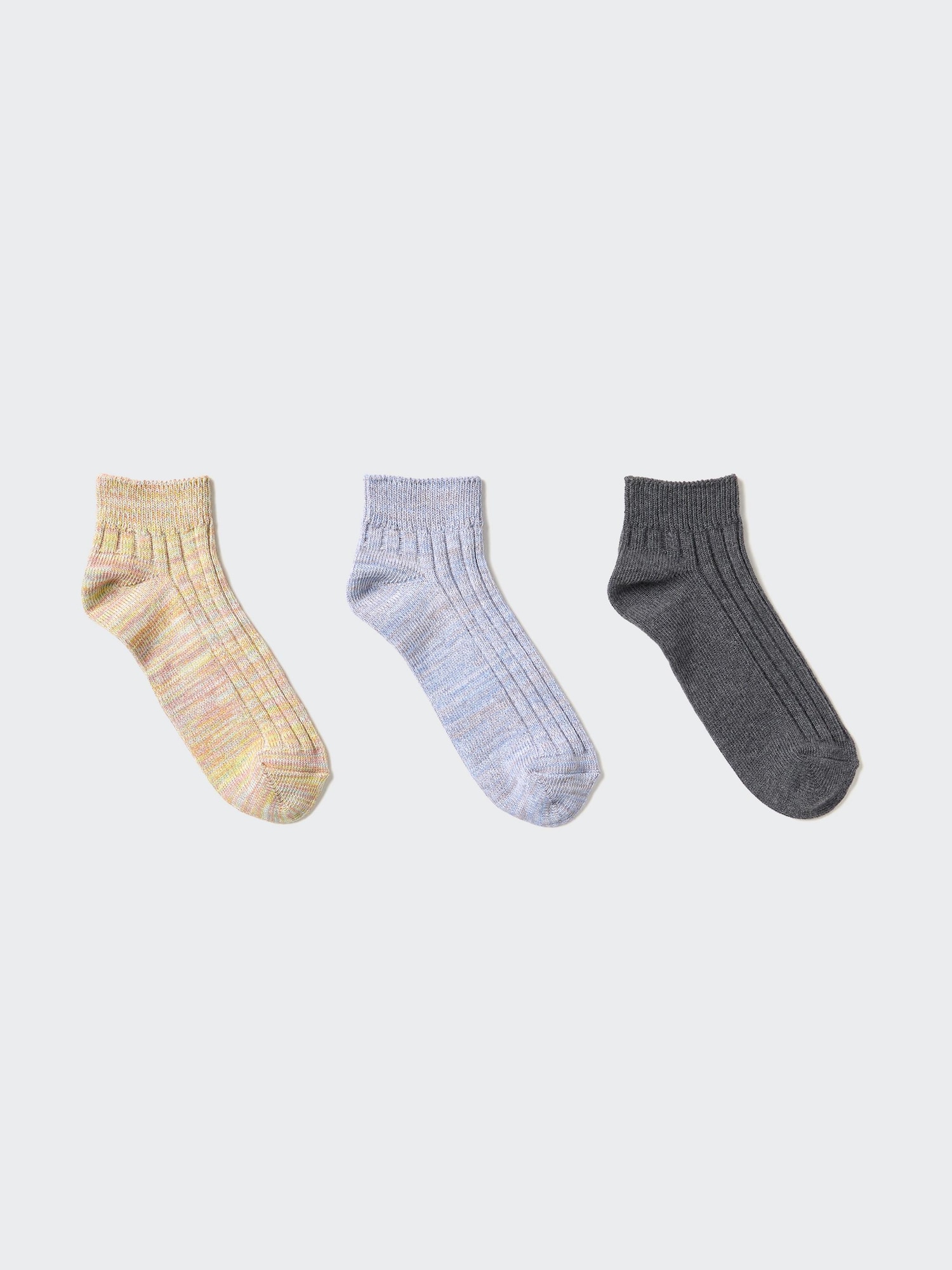 Women's Short Socks 3 Pack | Mixed Ribbed Yarn | UNIQLO ID