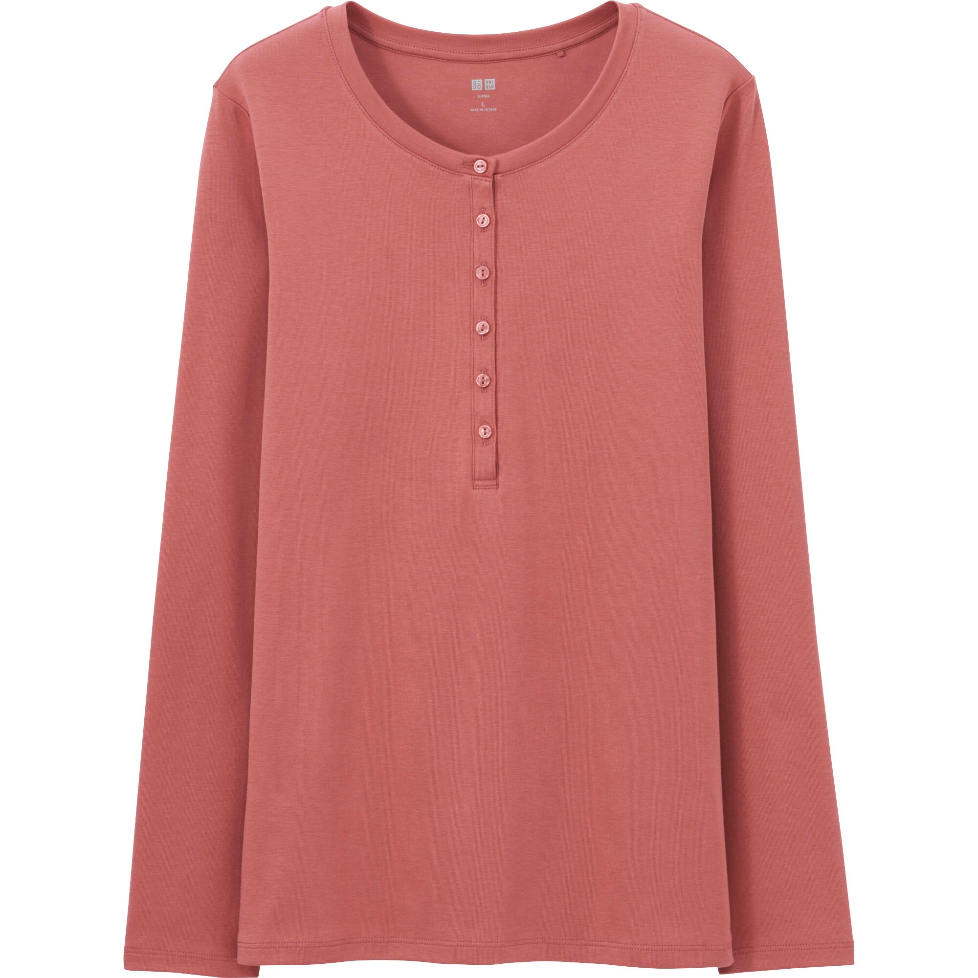 Women Supima® Cotton Henley Neck Long Sleeve T Uniqlo Us