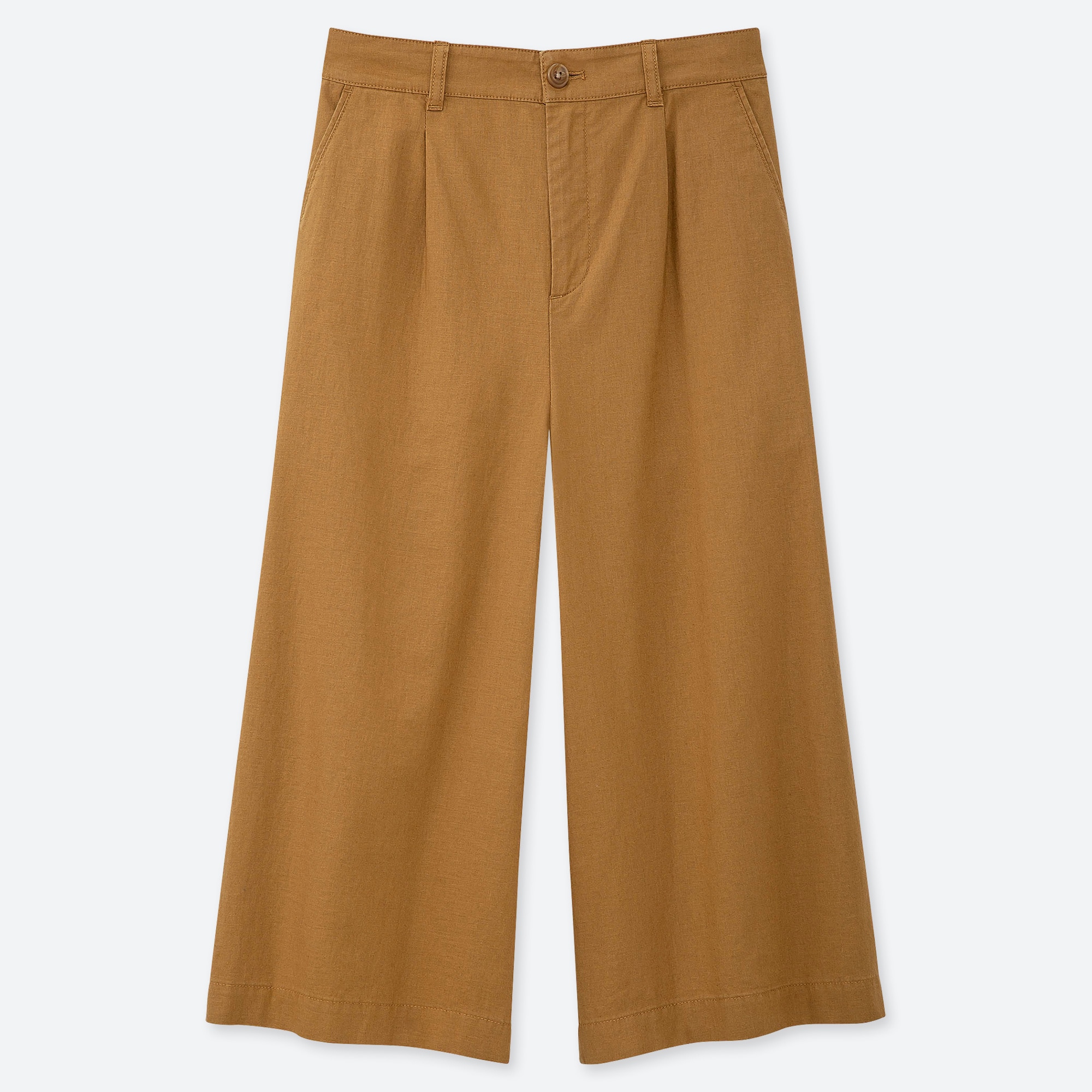 Women Linen Cotton Wide Cropped Pants Uniqlo Us