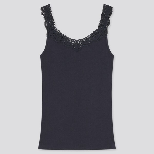 Cotton Ribbed Lace Sleeveless Top | UNIQLO US