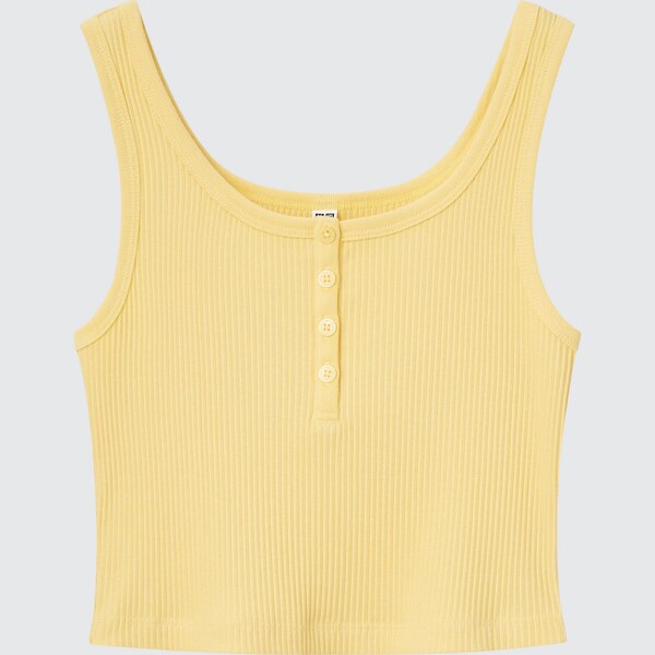 Ribbed Henley Cropped Tank Top | UNIQLO US