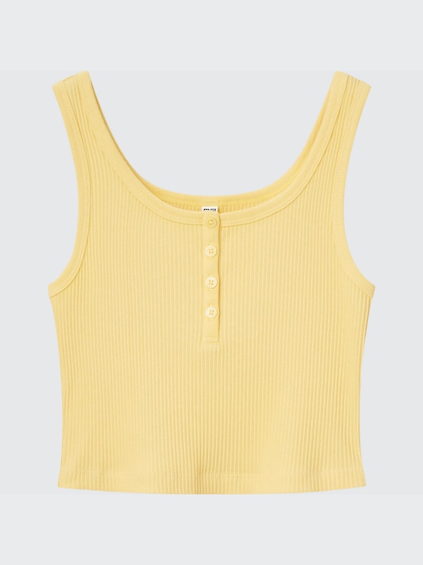 Ribbed Henley Cropped Tank Top | UNIQLO US