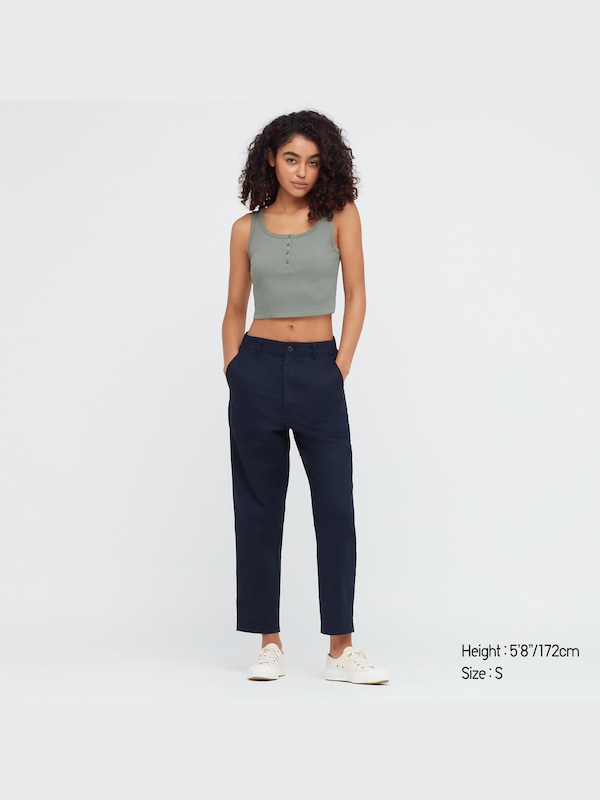 Ribbed Henley Cropped Tank Top | UNIQLO US