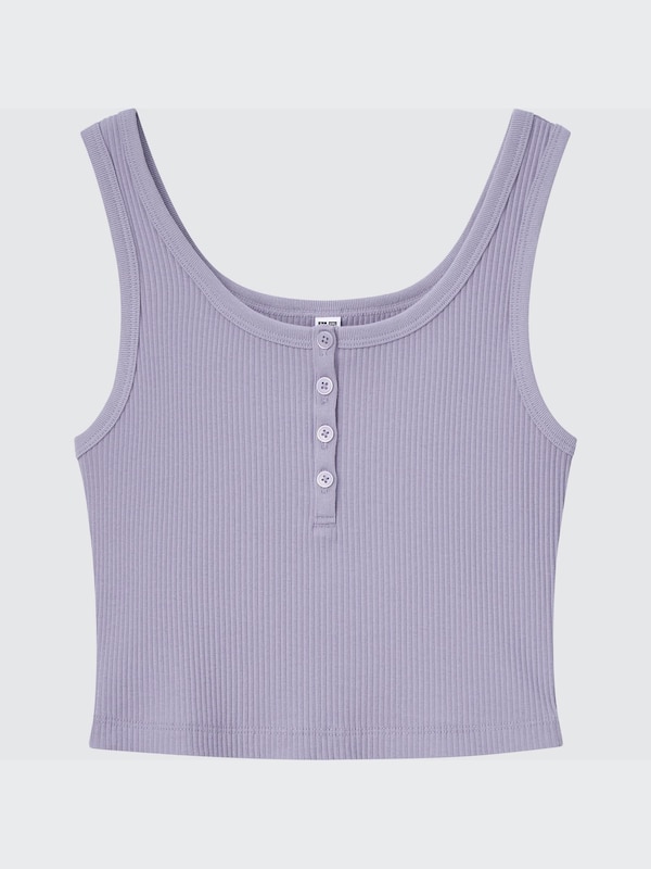 Ribbed Henley Cropped Tank Top | UNIQLO US