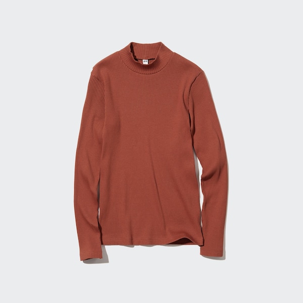 Ribbed High Neck Long-Sleeve T-Shirt | UNIQLO US