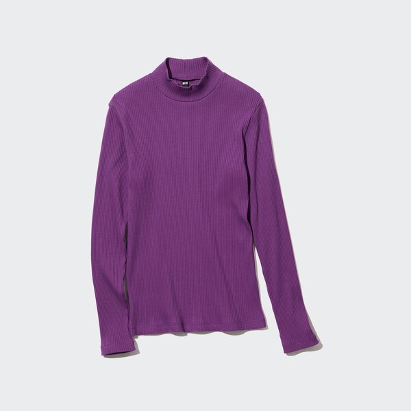 Ribbed High Neck Long-Sleeve T-Shirt | UNIQLO US
