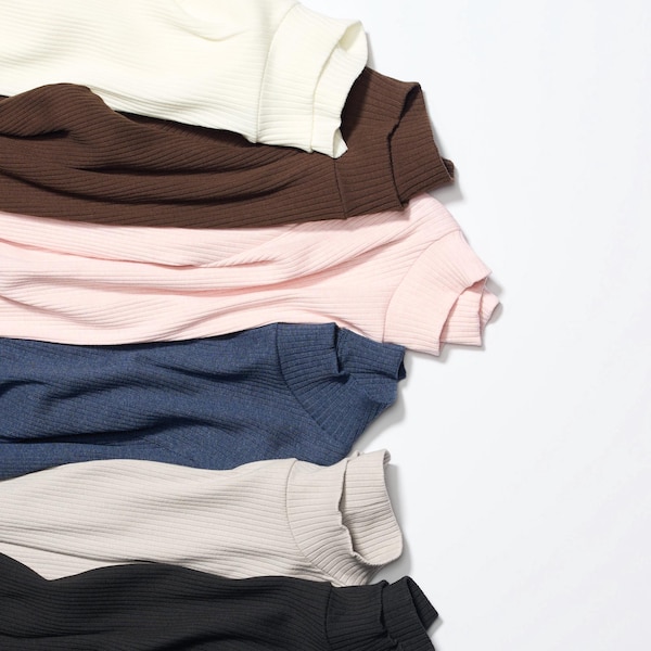 Ribbed High Neck Long-Sleeve T-Shirt | UNIQLO US