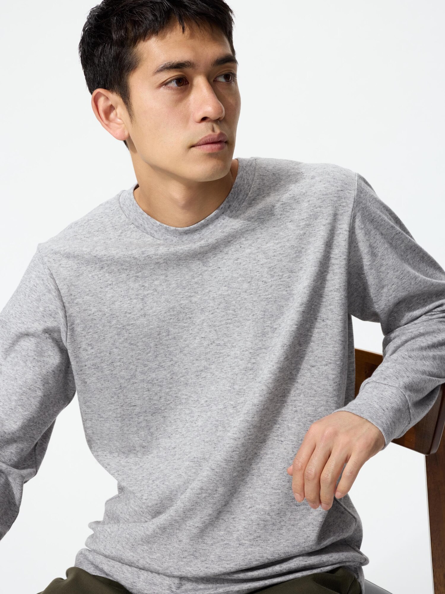 Men's Soft Brushed Crew Neck Long Sleeve T-Shirt | UNIQLO AU