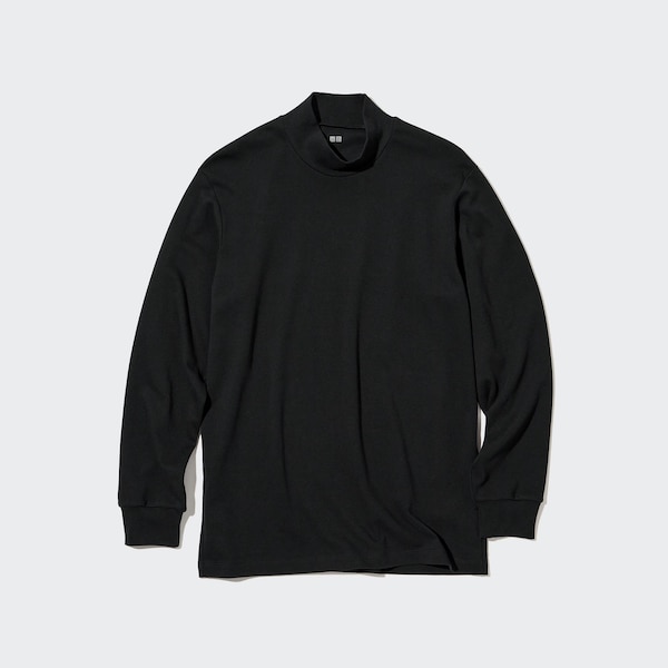 Brushed Cotton Mock Neck Long-Sleeve T-Shirt | UNIQLO US