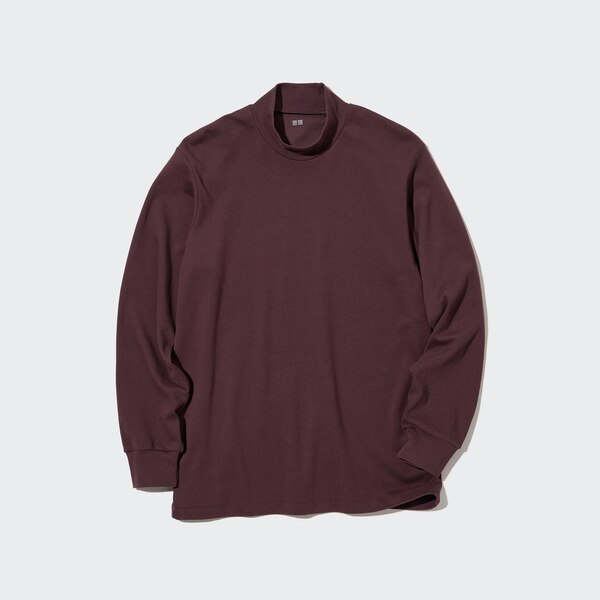 Brushed Cotton Mock Neck Long-Sleeve T-Shirt | UNIQLO US