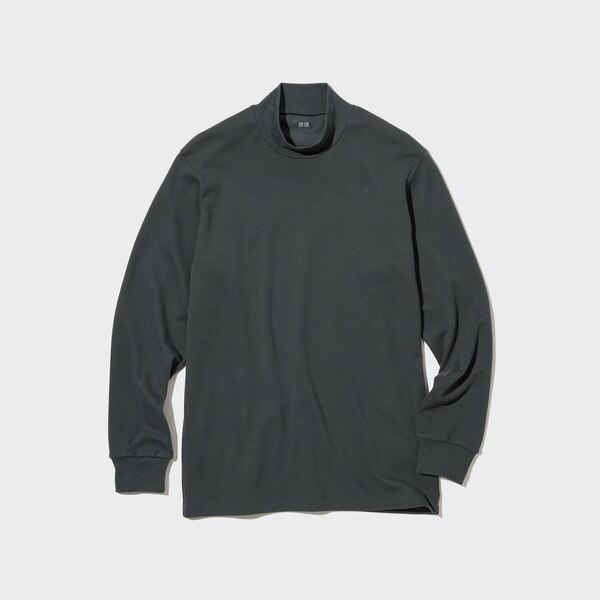 Brushed Cotton Mock Neck Long-Sleeve T-Shirt | UNIQLO US
