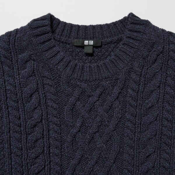 Cable Knit Crew Neck Long-Sleeve Mini Dress | UNIQLO US