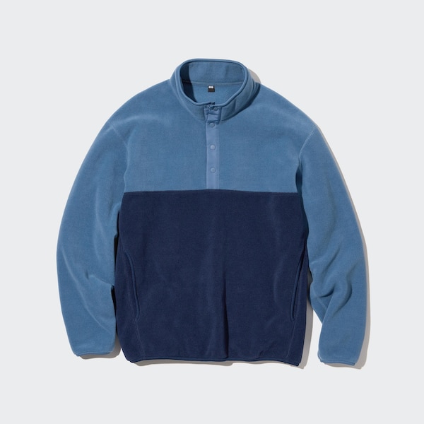 Fleece Button-Up Long-Sleeve Pullover (Color Block) | UNIQLO US