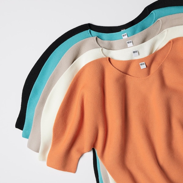 3D Knit Cotton Volume Half-Sleeve Sweater | UNIQLO US