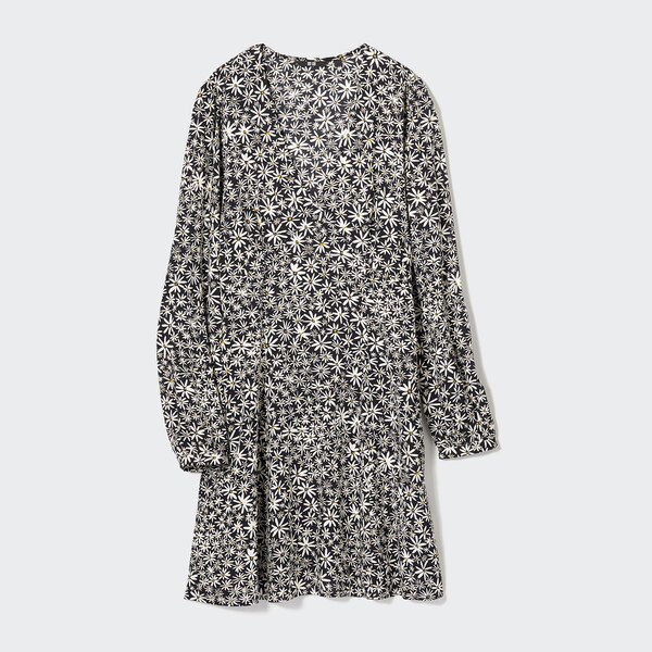 Printed V-Neck Long-Sleeve Mini Dress | UNIQLO US