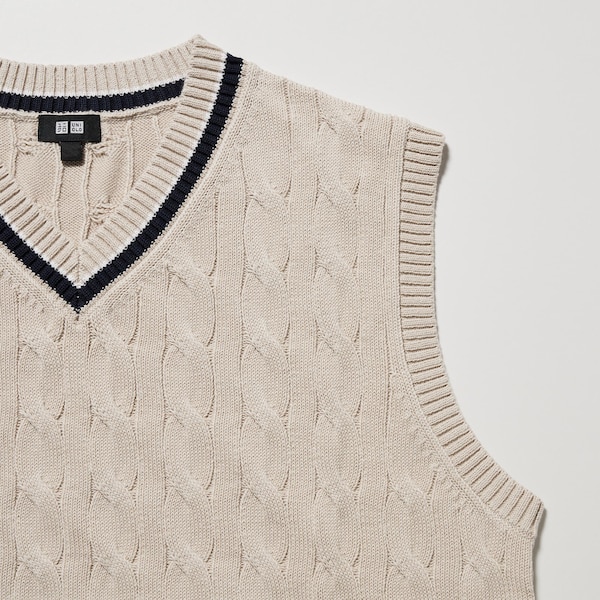 Cable V-Neck Knitted Vest | UNIQLO US