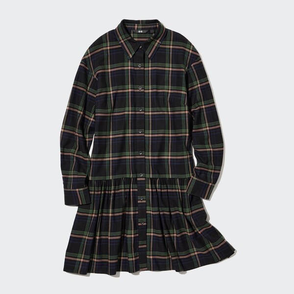 Soft Flannel Long-Sleeve Tiered Mini Dress | UNIQLO US