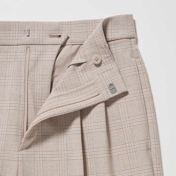 Wide-Fit Pleated Pants (Checked) | UNIQLO US