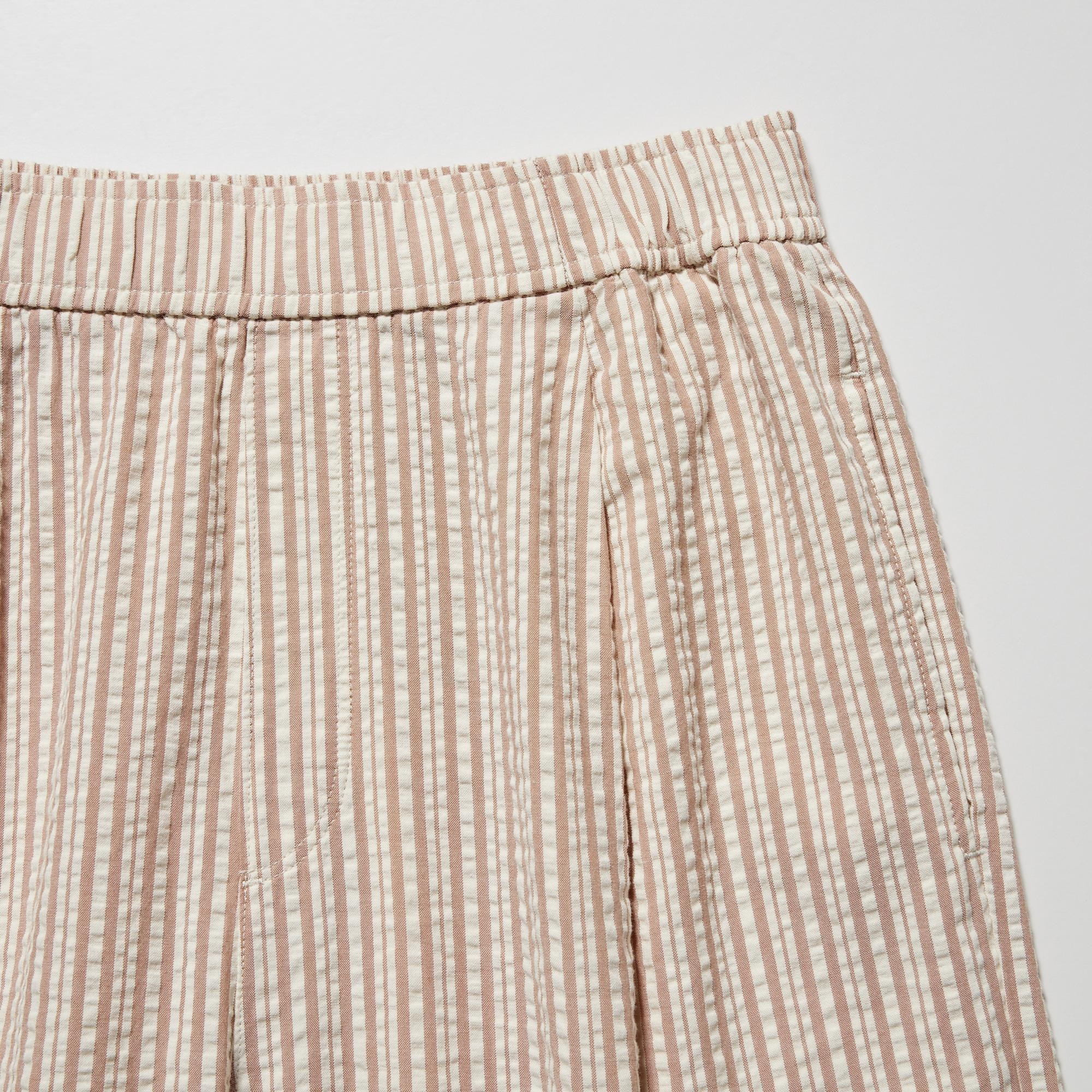 Seersucker Striped Easy Trousers | UNIQLO UK