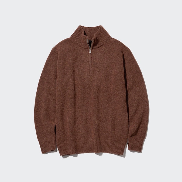 Souffle Yarn Half-Zip Long-Sleeve Sweater | UNIQLO US