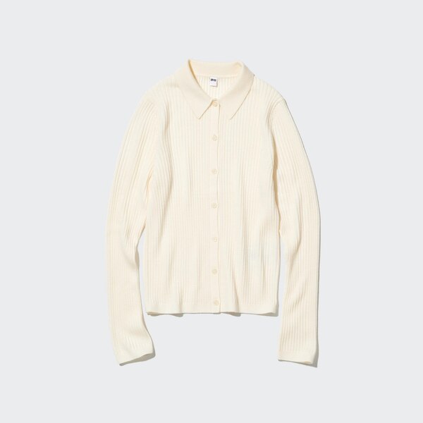 Extra Fine Merino Ribbed Polo Cardigan | UNIQLO US