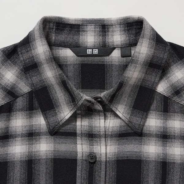 Soft Brushed Checked Long-Sleeve Shirt Dress | UNIQLO US