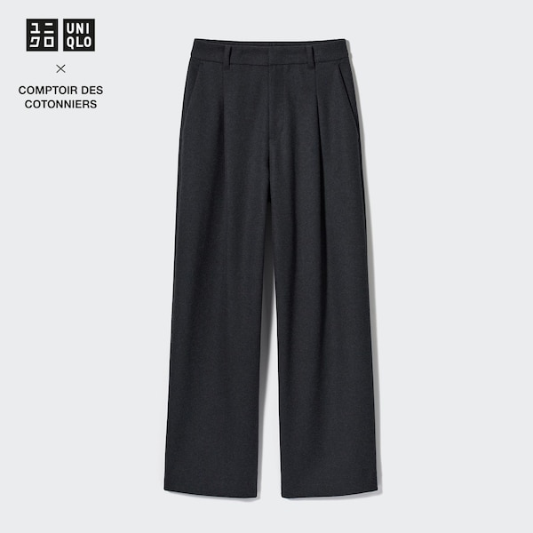 Brushed Jersey Pleated Wide Pants | UNIQLO US