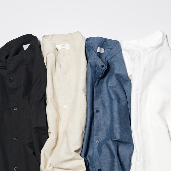 Cotton Linen Stand Collar Shirt | UNIQLO US