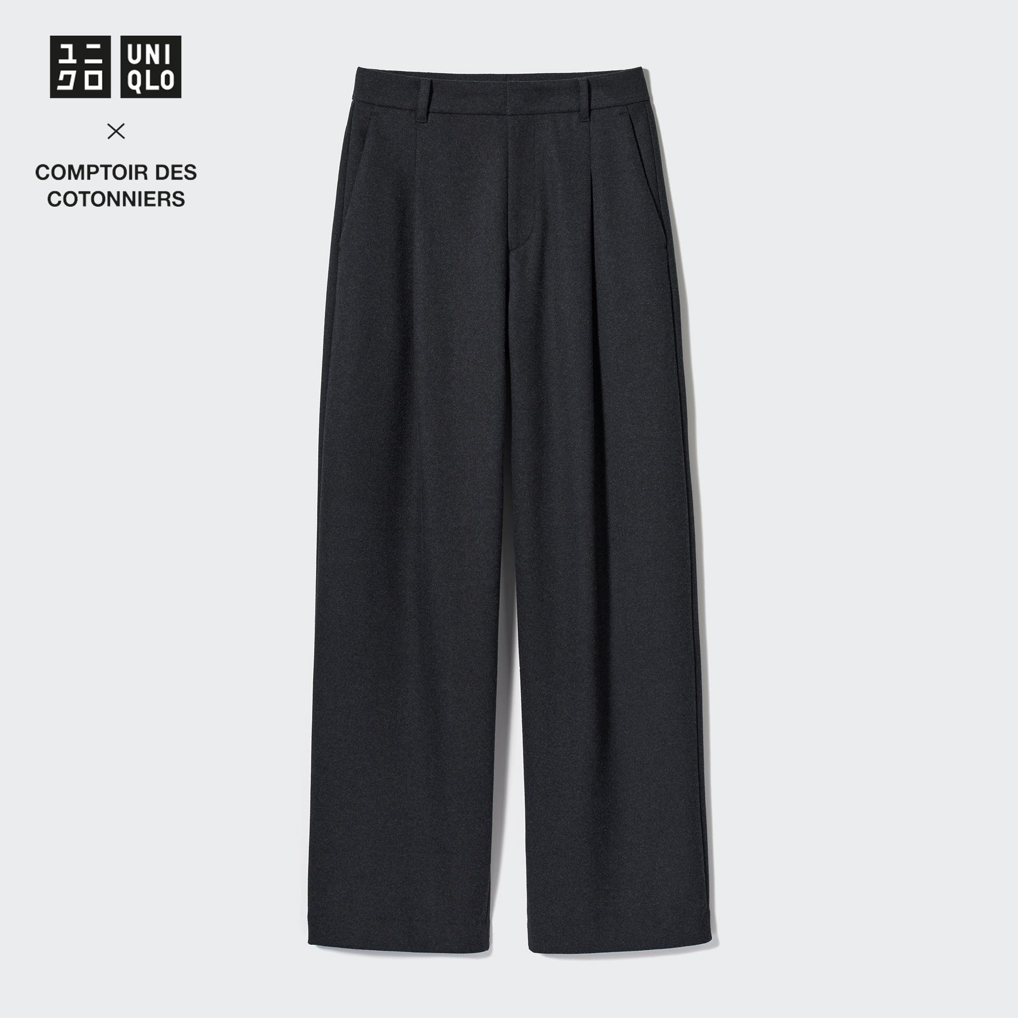 Pantalon large plissé en jersey brossé (Long) | UNIQLO FR