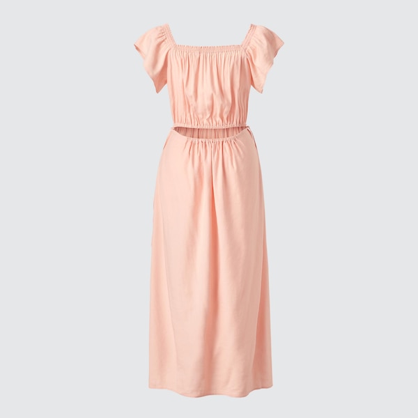 Gathered Open Back Short-Sleeve Dress | UNIQLO US