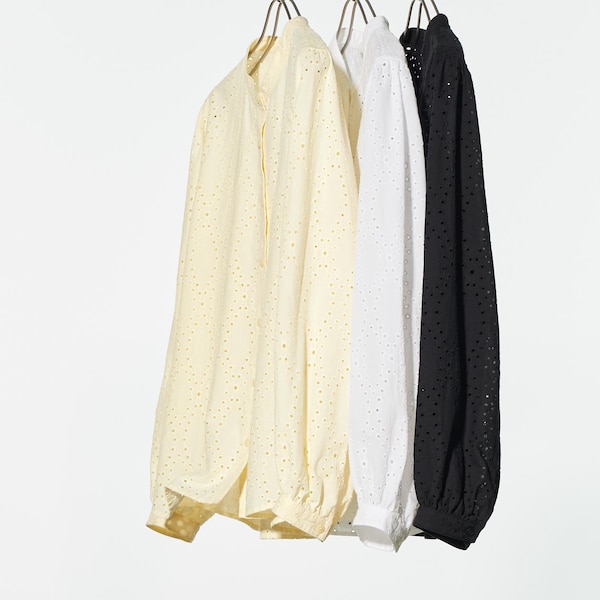 Cotton Embroidery Long Sleeve Blouse | UNIQLO US