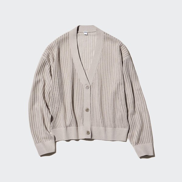 Mesh V-Neck Long-Sleeve Short Cardigan | UNIQLO US